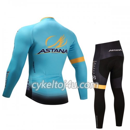 Cykeltrøje Langærmet + Cykelbukser 2017 Astana Pro Team Børn N001